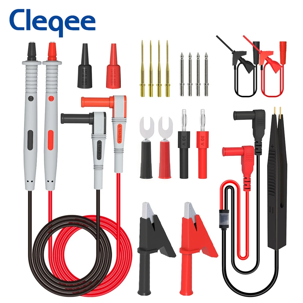 Cleqee P1503e Multimeter Test Leads Kit With Tweezers To Banana Plug ...