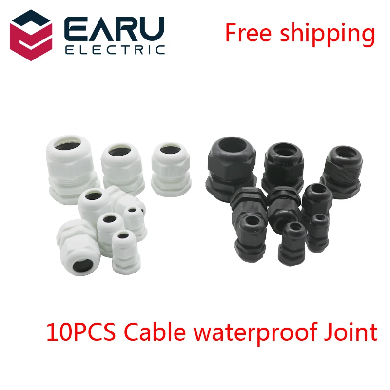 Waterproof Cable Gland 10pcs Cable entry IP68 PG7 for 3 6.5mm PG9 PG11 PG13.5 PG16 PG19/21 ...