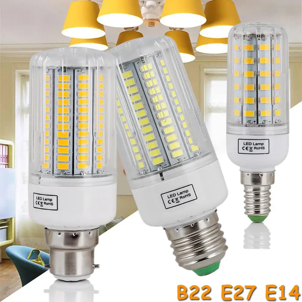 High-Power-220V-LED-Corn-Light-Bulbs-E14-B22-E12-Screw-Base-White-Lamp ...