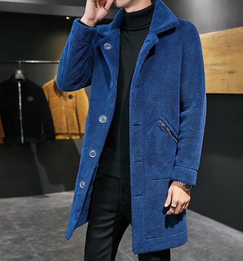 Winterwarmer Herren-Kunstpelzmantel, schmal geschnitten, dick gefütter ...