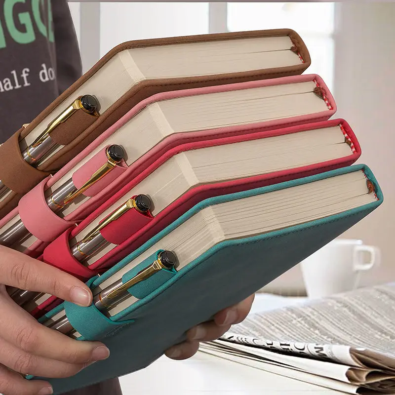 Notebook Ultra-Thick College Students A5 Leather Business Buckle Retro ...