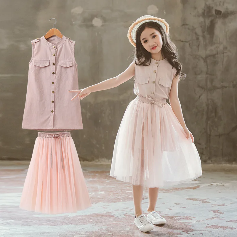 Girls’ Summer Clothing Dress Two Piece Set Children Shirt Korean style ...
