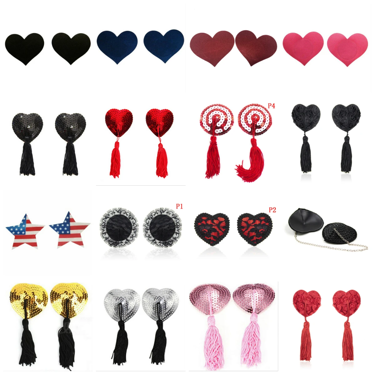 1 Pair Sexy Pasties Stickers Self Adhesive Heart Shape Bra Nipple Cover ...