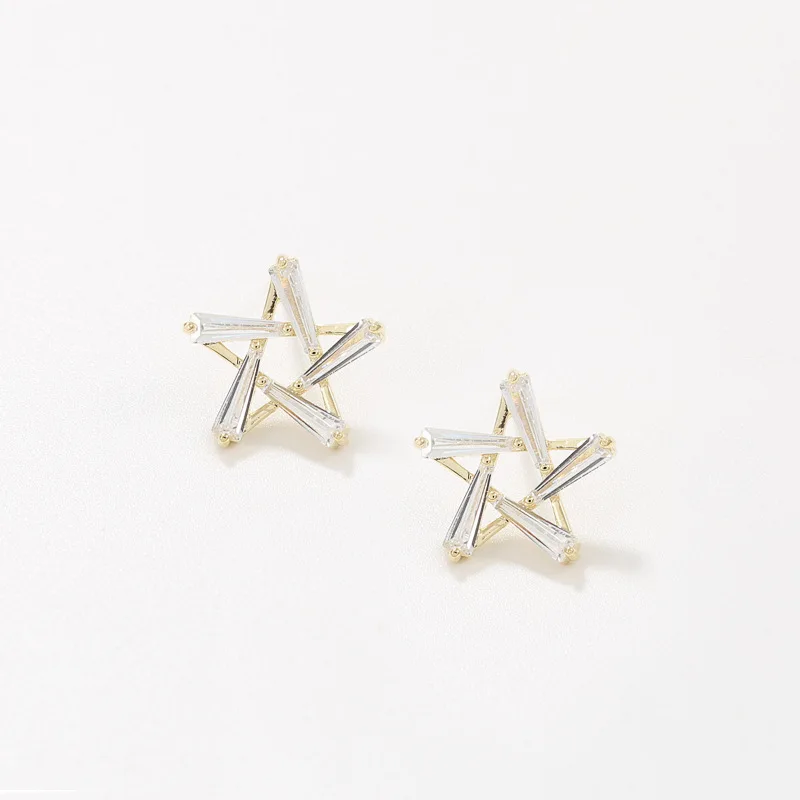 LosoDo Earrings Creative Geometric Hollow out Ear Stud for Female Five ...