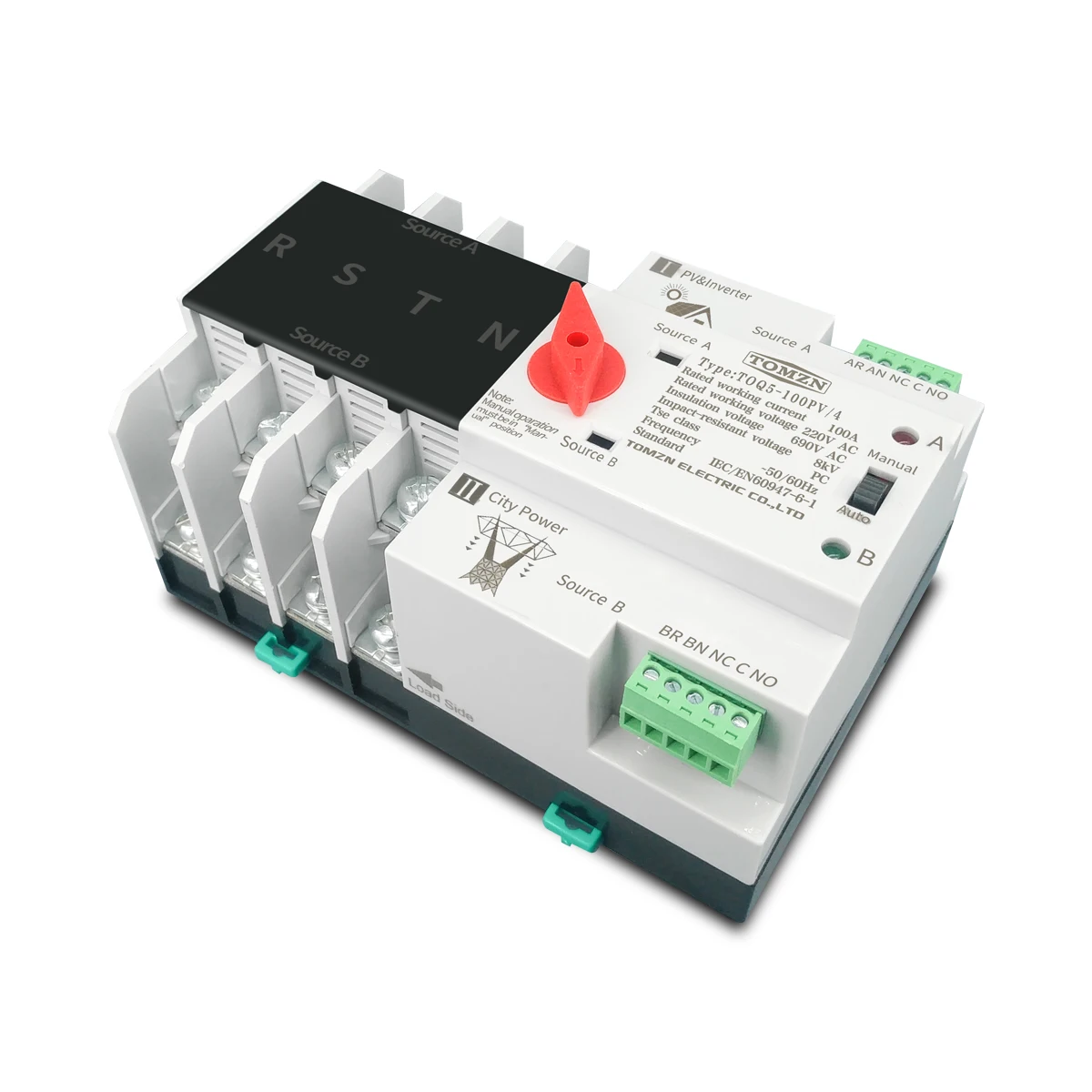 Generic 4p 3 Phase 4 Wire Din Rail Ats For Pv And Inverter Dual Power ...