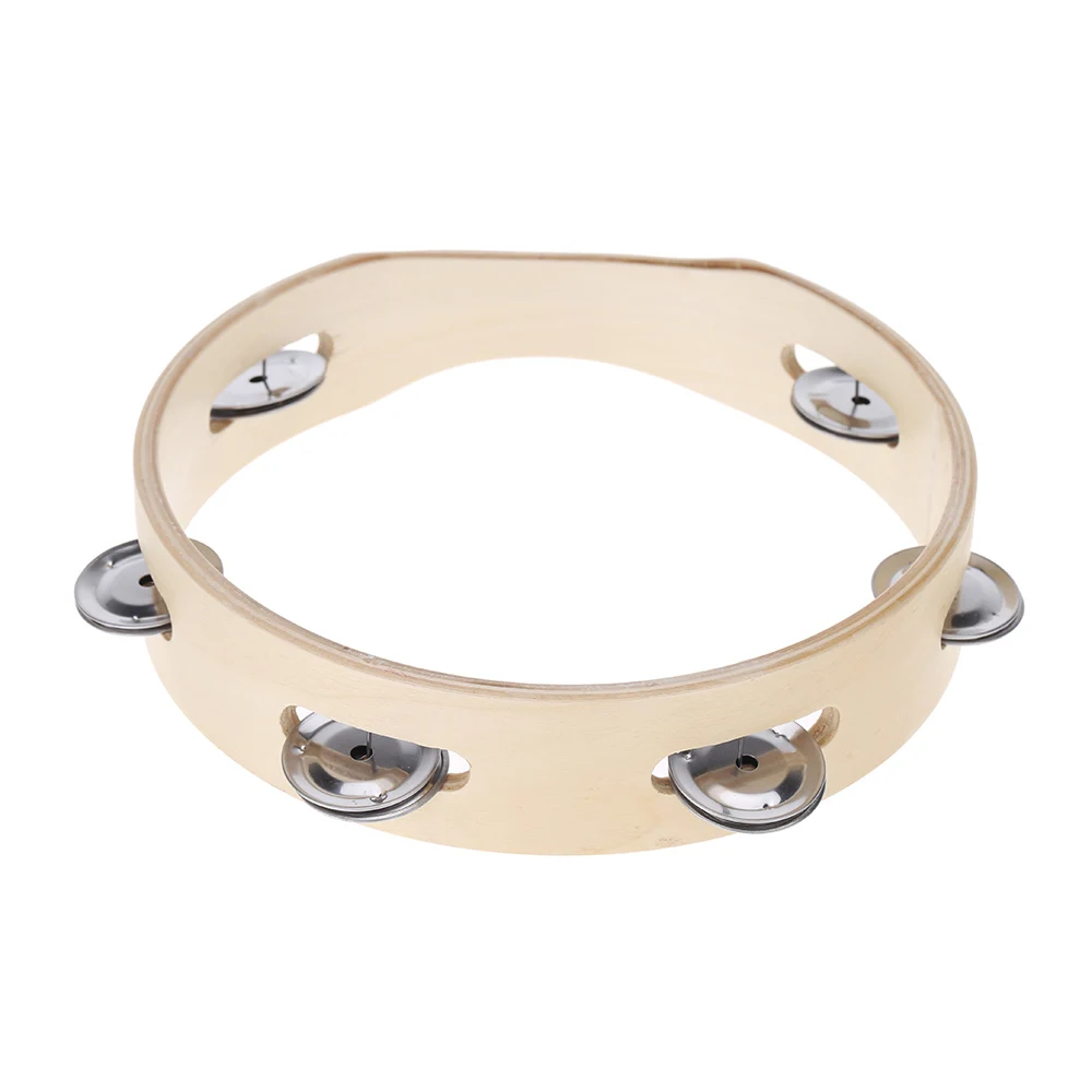 Kids 8" Hand Held Wood Headless Tambourine Bell with Metal Children ...