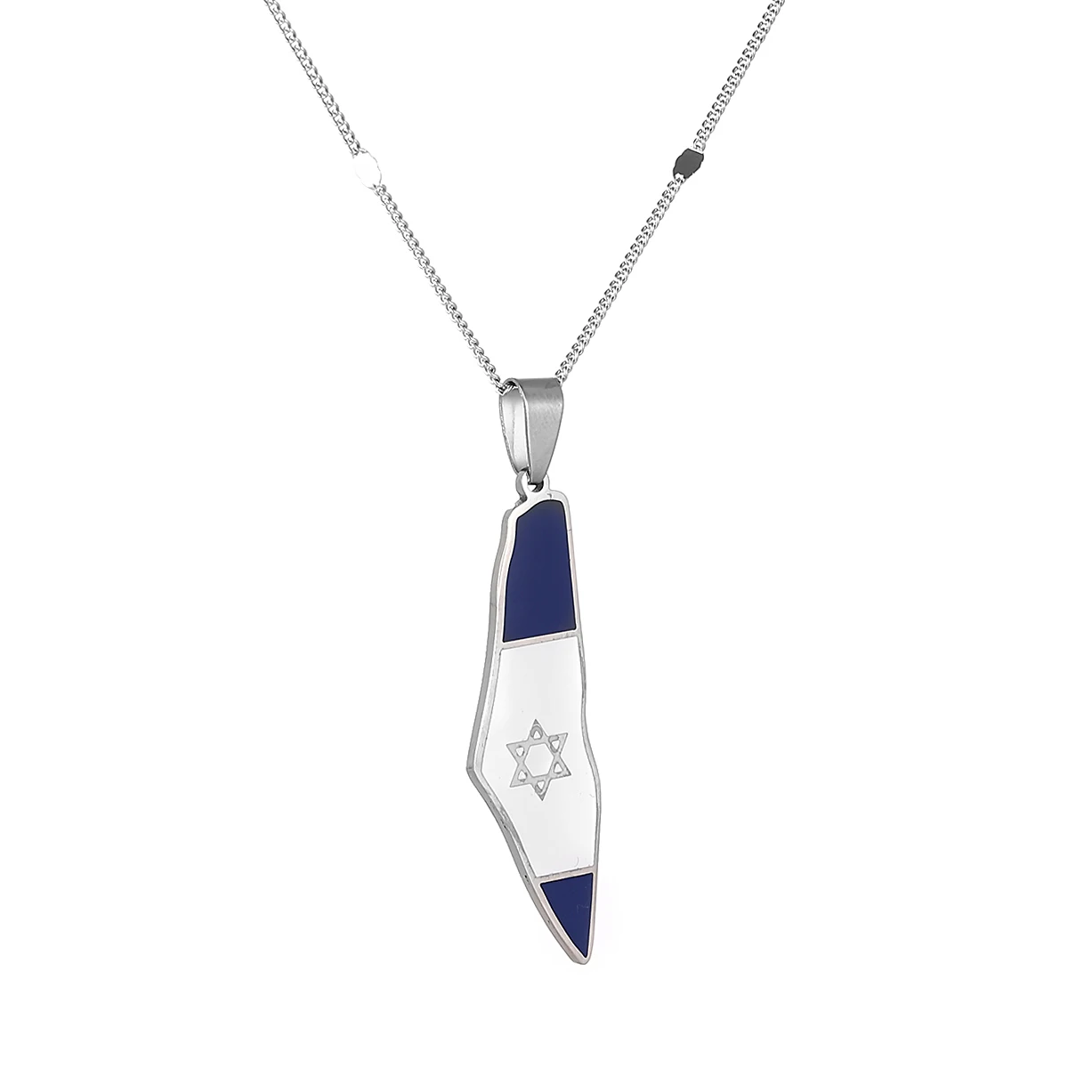 Stainless-Enamel-State-Of-Israel-Map-Israeli-Flag-Pendant-Necklace ...
