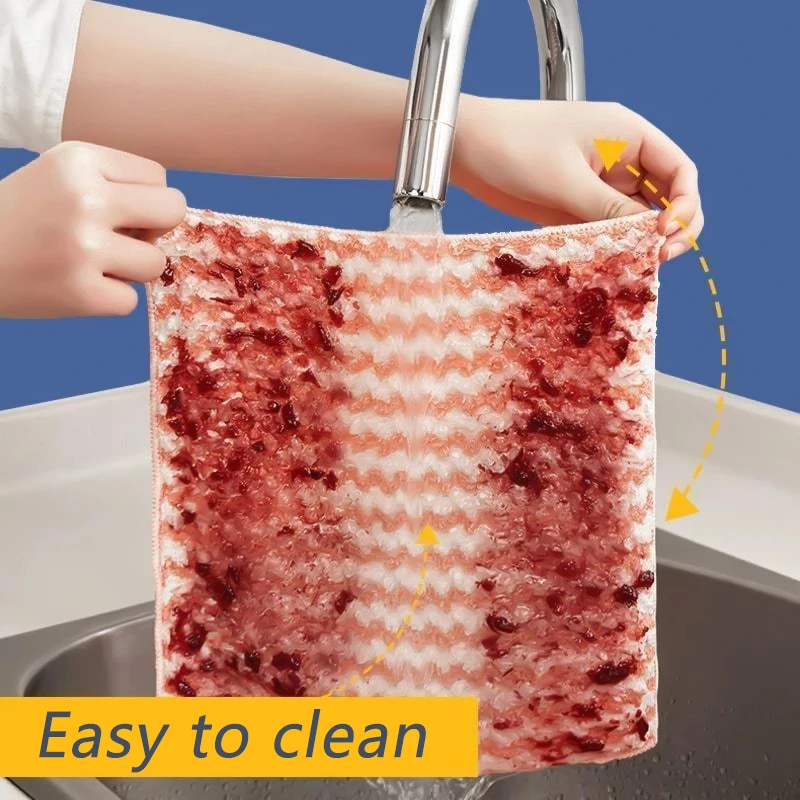 Microfiber Cleaning Rag Super Absorbent Coral Fleece Cloth Scouring ...