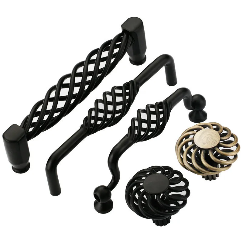Bird Cage Furniture Handles Black Cabinet Knobs And Handles Kitchen ...