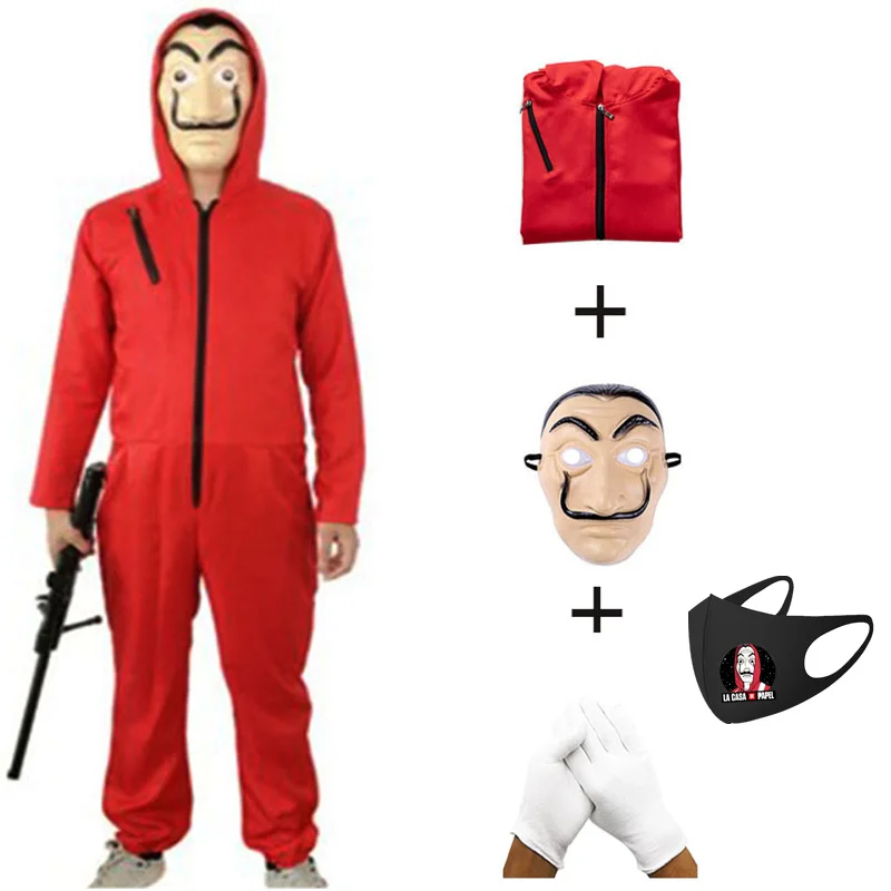 Halloween Party Money Heist Cosplay Costume & Face Mask - KawaiiMerch.com