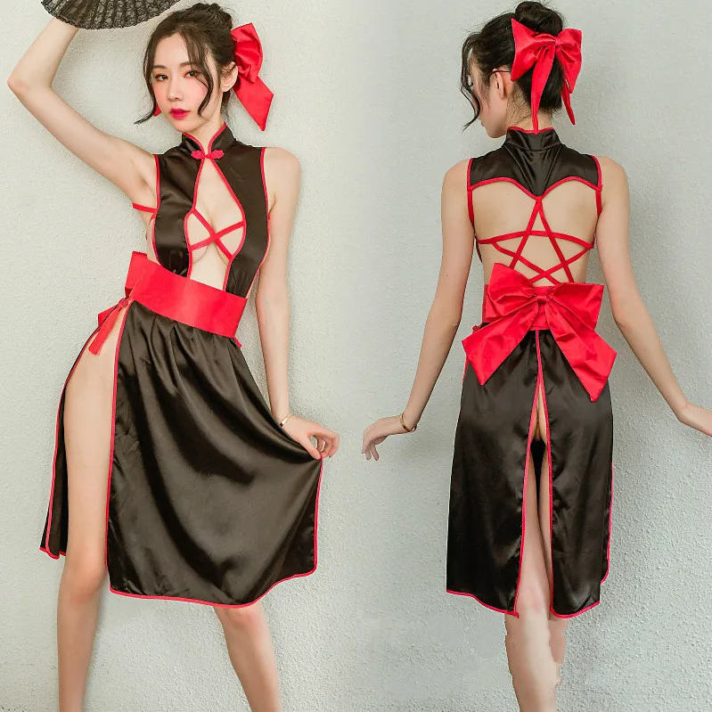Disfraz Erótico De Sirvienta Uniforme De Sirvienta Vestido Cheongsam