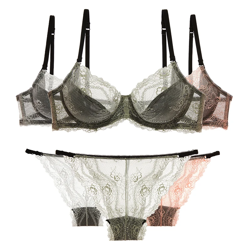 Französisch Spitze Bh Und Höschen Sets Für Frauen Sexy Dessous Stickerei Durchsichtig ...