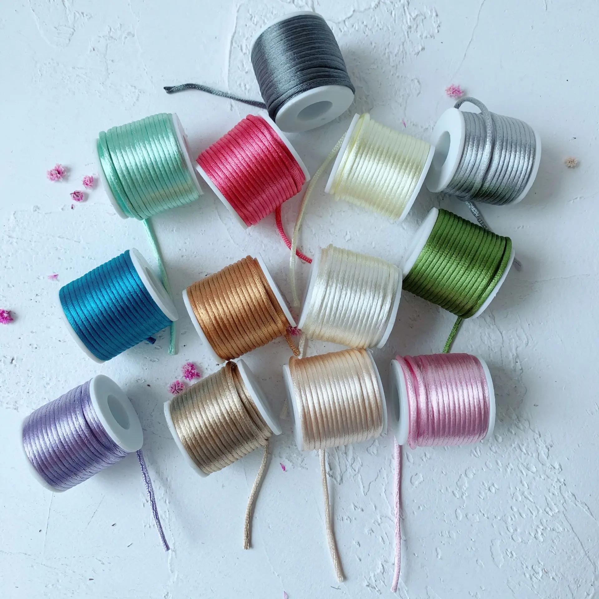 Popular 42 colors 2mmX10m/roll Strong Braided Macrame Silk Satin Nylon ...