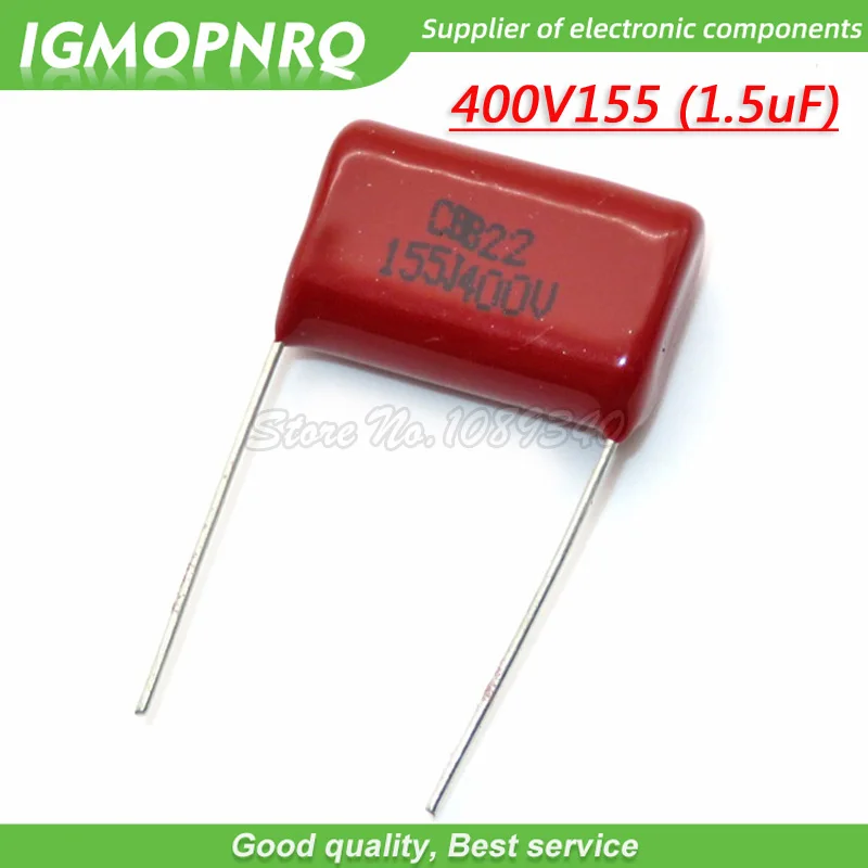 10PCS 400V155J 1.5UF Pitch 20MM 400V 155 1500nf CBB Polypropylene film capacitor 400V155J-P20