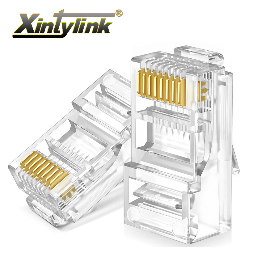Xintylink 500/1000pcs Rj45 Connector Ethernet Cable Plug Cat6 8p8c Gold ...