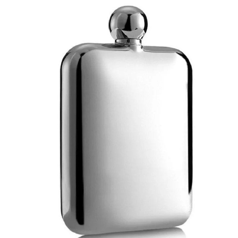 Square Mirror Finished Stainless Steel Hip Flask 6oz Russia Pocket ...