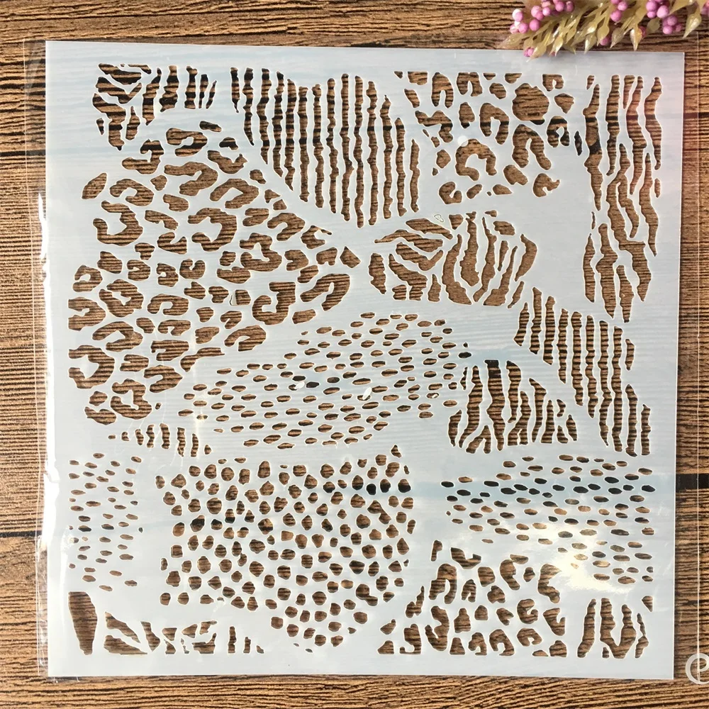 15cm Leopard Printed DIY Layering Stencils Wall Painting Scrapbook Coloring Embossing Album ...