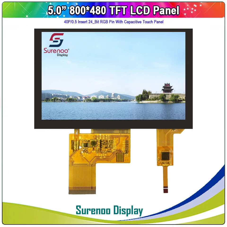 5.0 "800x480 40p/24_bit rgb tft lcd módulo display monitor de tela com ...
