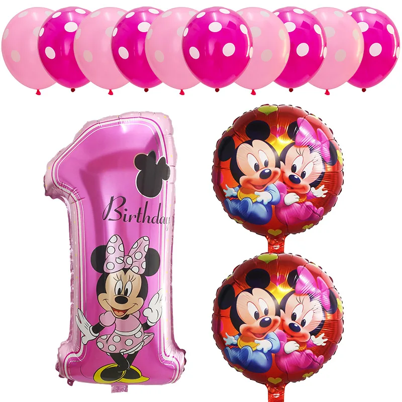Juego de globos con números para tarta de primer cumpleaños de niños con temática de Mickey ...