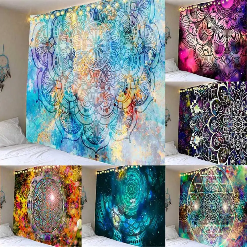 Color Mandalas Tapestry Bedroom Decoration 100% Polyester Tie-dye ...