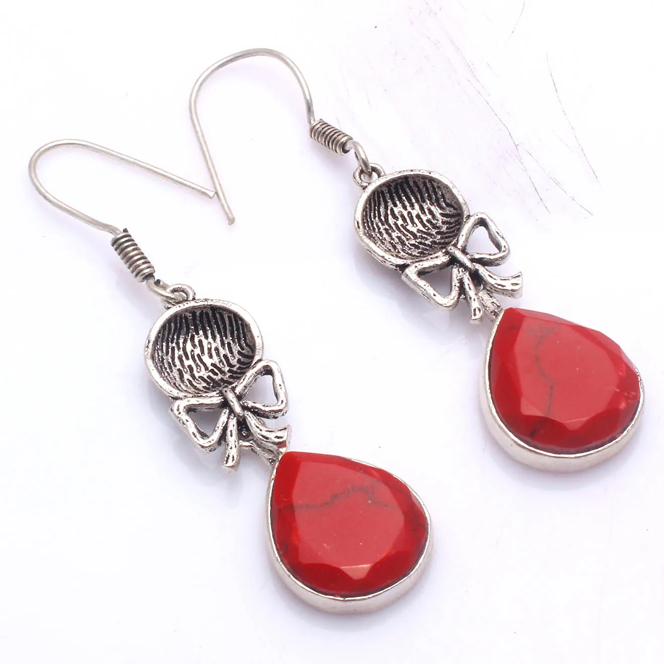 Plata roja turquesa auténtica superpuesta en pendientes de cobre, 60 mm ...