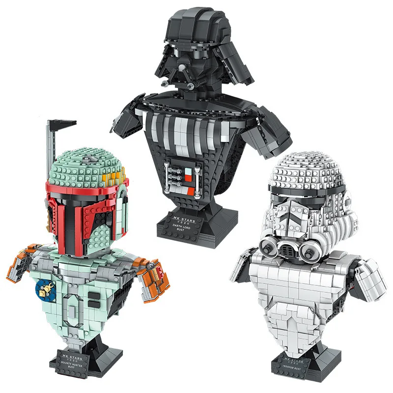 Star Wars Building Block Stormtrooper Darth Vader Mandalorian Busts ...