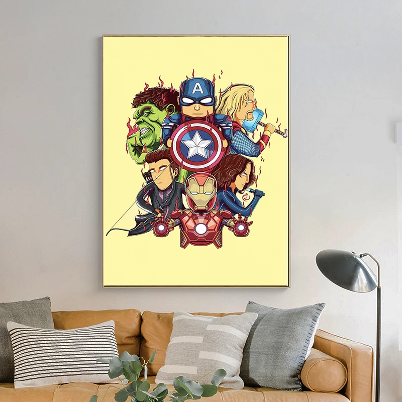 Abstract Marvel Superhero Hulk Thor Creative Cartoon Canvas Painting ...
