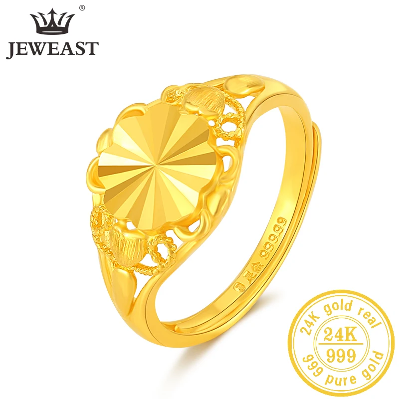 JLZB anillo de oro puro de 24K AU 999, anillos de oro sólido, joyería ...