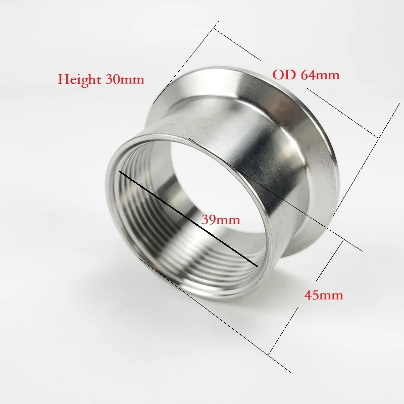 DN32-39mm-Tri-Clamp-Adapter-45mm-OD64-Internal-Thread-Connector-For ...