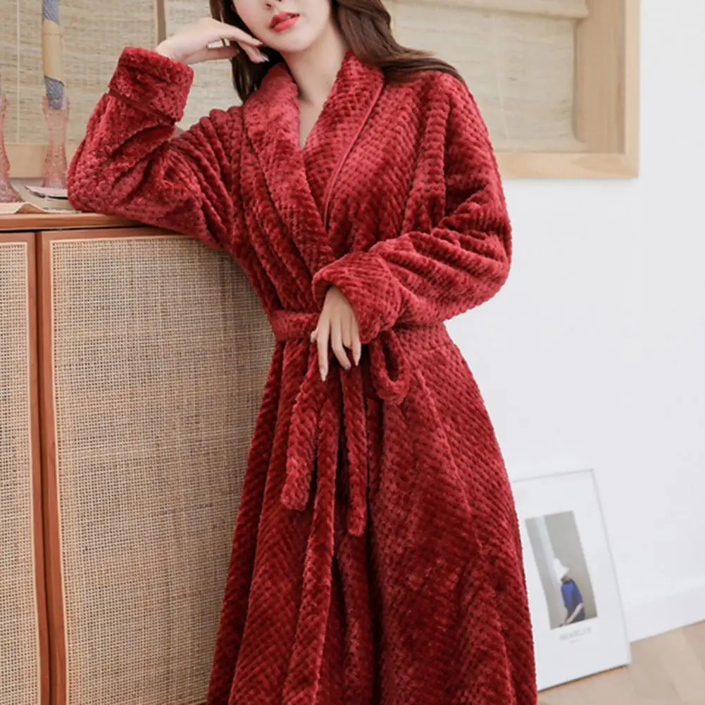 Winter-Fashion-Women-Bathrobe-Solid-Color-Thicken-Plush-Long-Sleeve ...