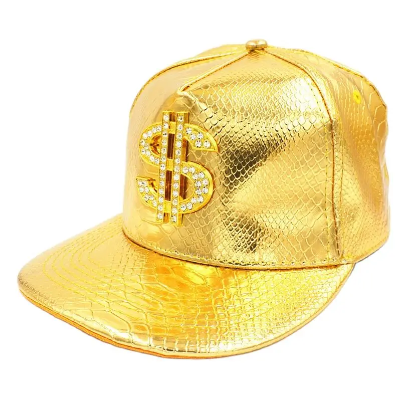 Doitbest Metal Golden dollar style mens Baseball Cap hiphop cap leather ...