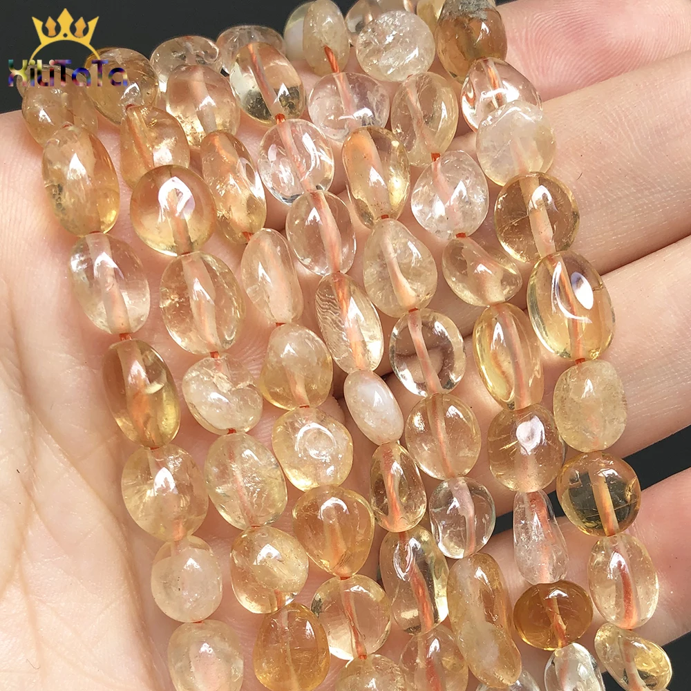 5-8mm Natural Stone Irregular Yellow Citrines Crystal Loose Spacer ...