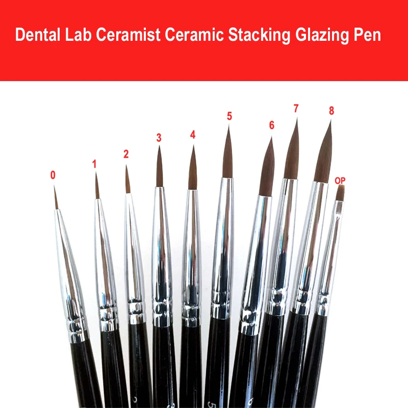10PCS Dental Lab Tech Porcelain Stacking Glazing Brush Pen Synthetic ...
