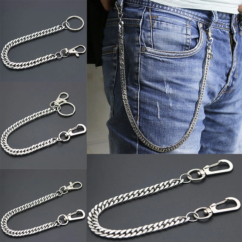 Long Metal Wallet Chain Leash Pant Jean Keychain Ring Clip Men's Hip ...