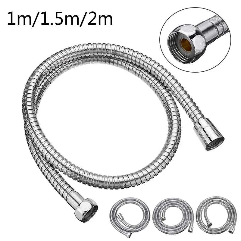 1m/1.5m/2m Stainless Steel Flexible Bathroom Bath Shower Head Hose Pipe ...
