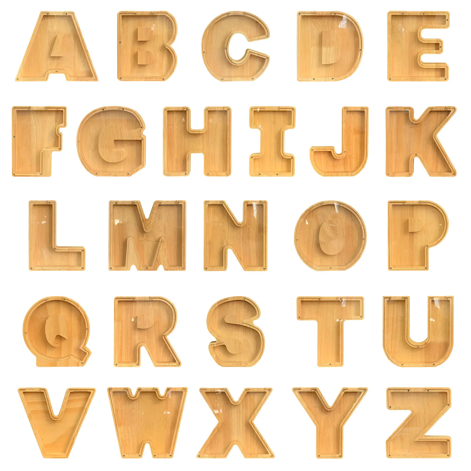 Creative English Alphabet Saving Box A To N English Letter Wooden Money ...