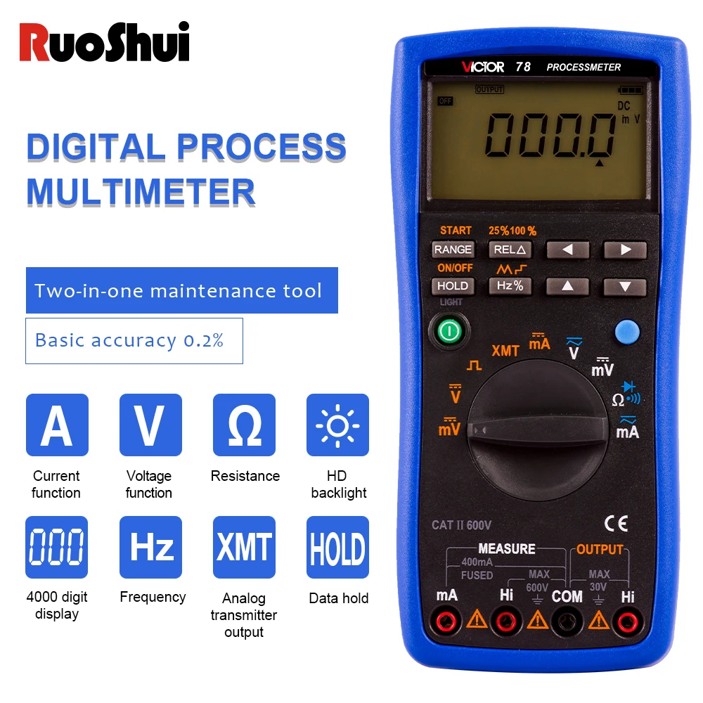 Victor calibrador de proceso 79A, multímetro Voltimetro LCD grande ...