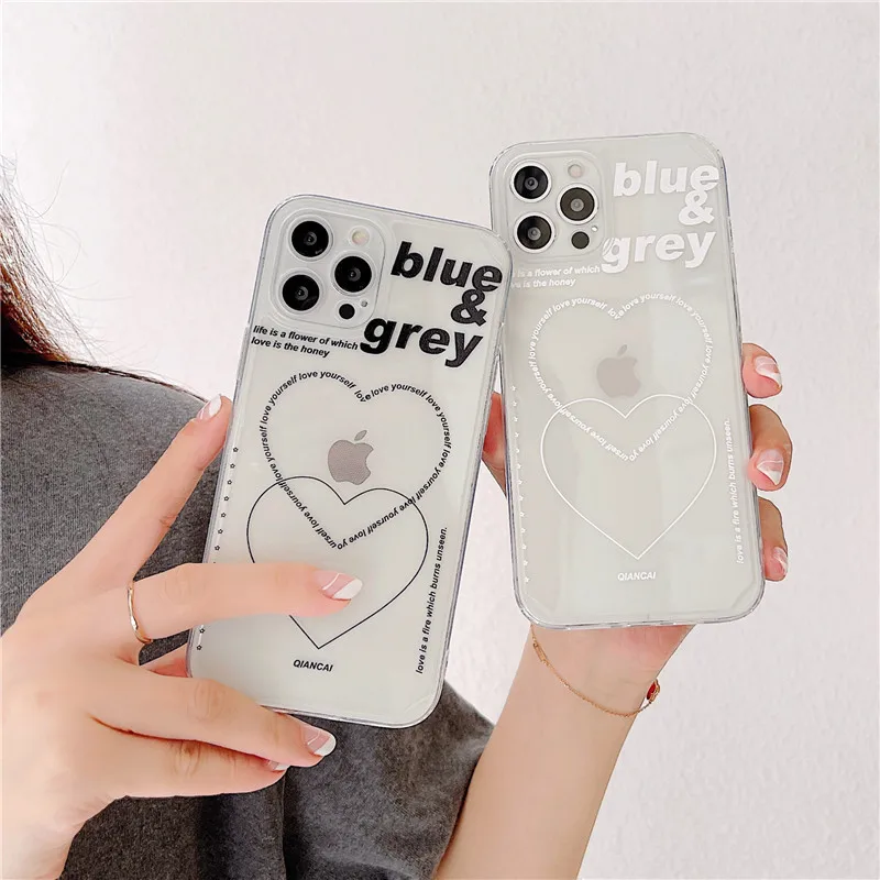 Clear Phone Case Hearts | Silicone Heart Letter Cover | Case Soft Love ...