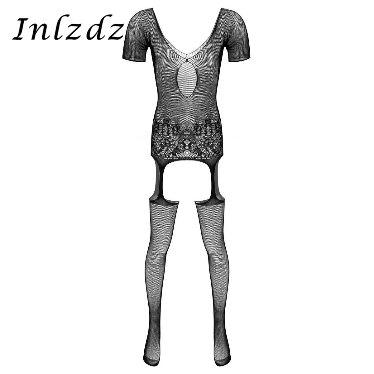 Mens Lingerie Body Pantyhose See Through Sheer Mesh Hollow Out Fishnet ...