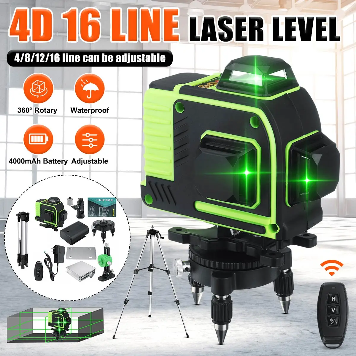 16-Line-Level-Laser-360-Horizontal-Vertical-Cross-3D-Green-Light-Laser ...
