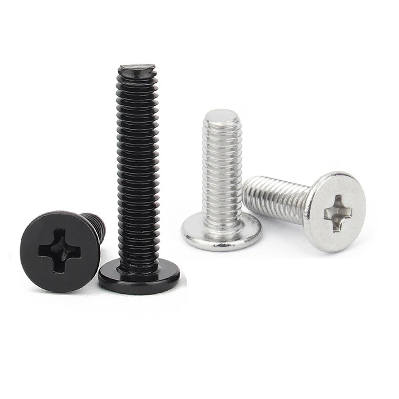 VIS,stainless black-50pcs M2-4mm--10-20-50 pièces vis à tête plate Phillips en acier inoxydable ...