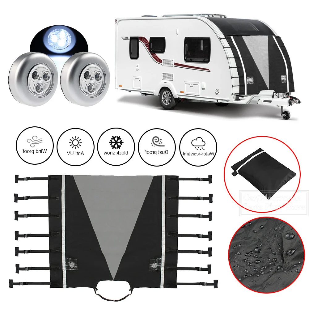 RV Caravan Front Towing Cover Protector 2LED Dustproof Cover Reflective ...