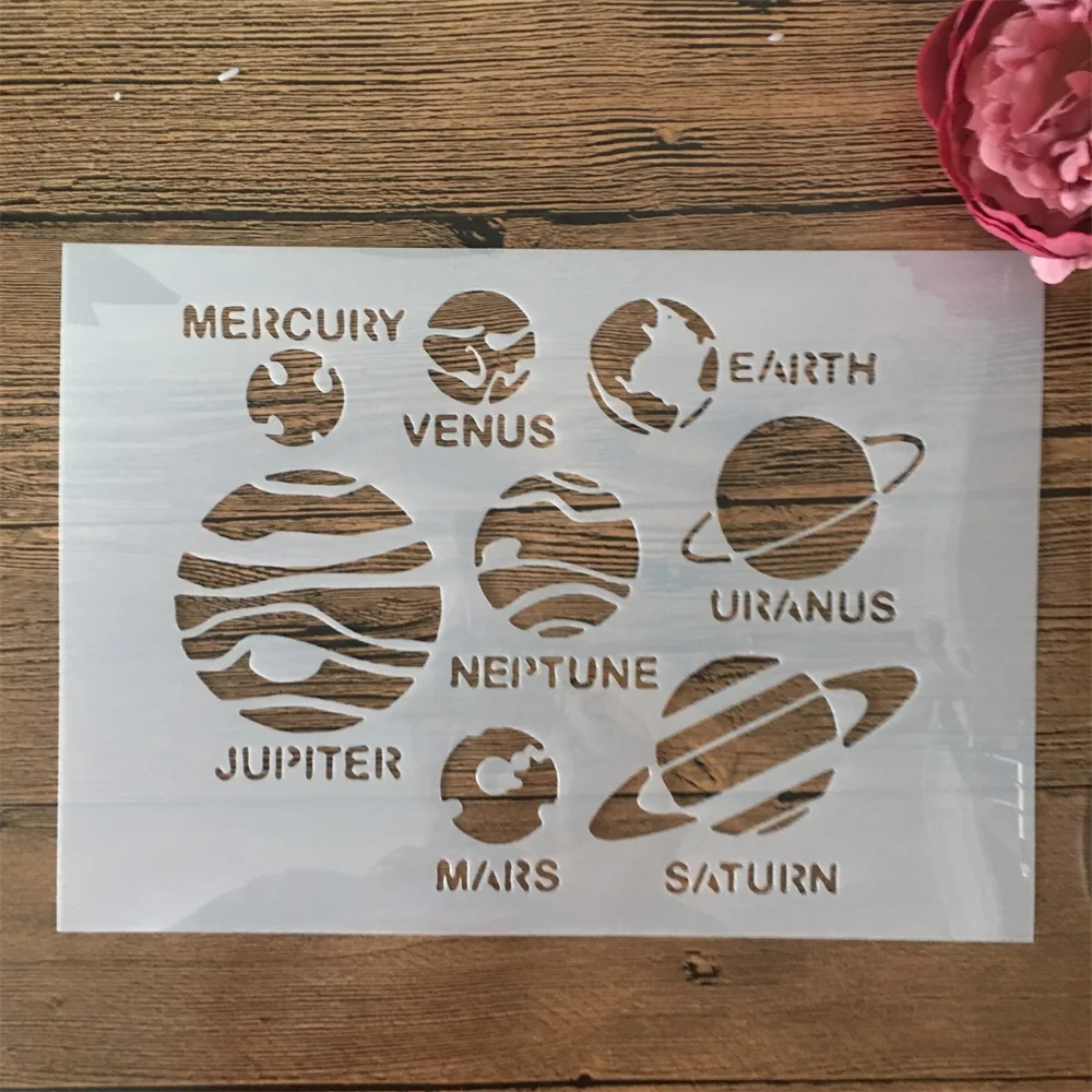 A4 29cm Solar System Planets Diy Layering Stencils Wall Painting ...