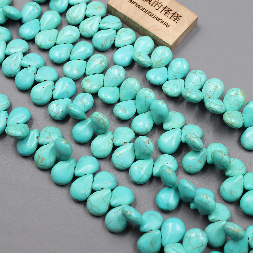 APDGG Smooth Blue Turquoise Water drop Top drilled Loose Beads Strands ...