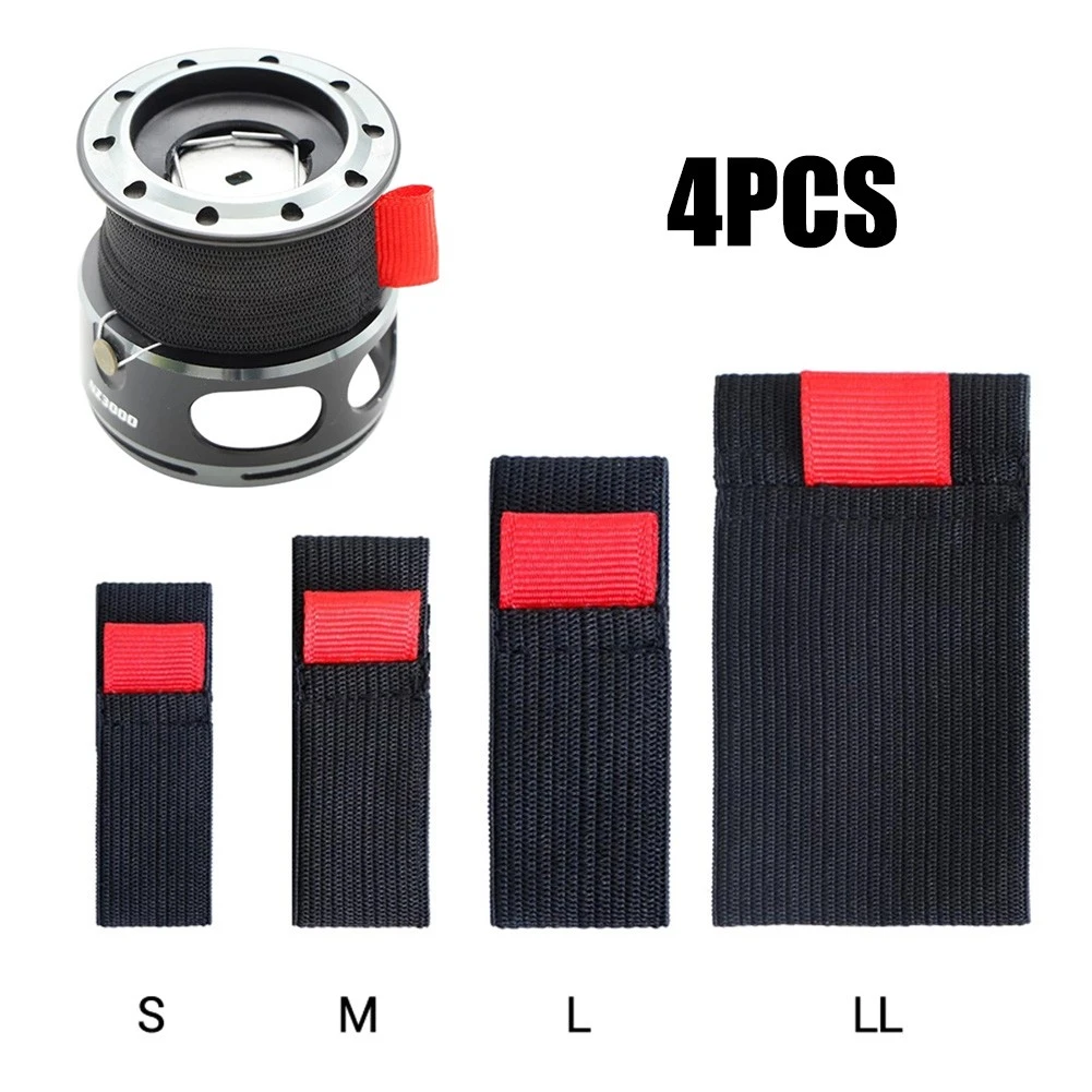 4pcs/Pack Portable Elastic Fishing Spool Belt Reel Protection Belt Band ...