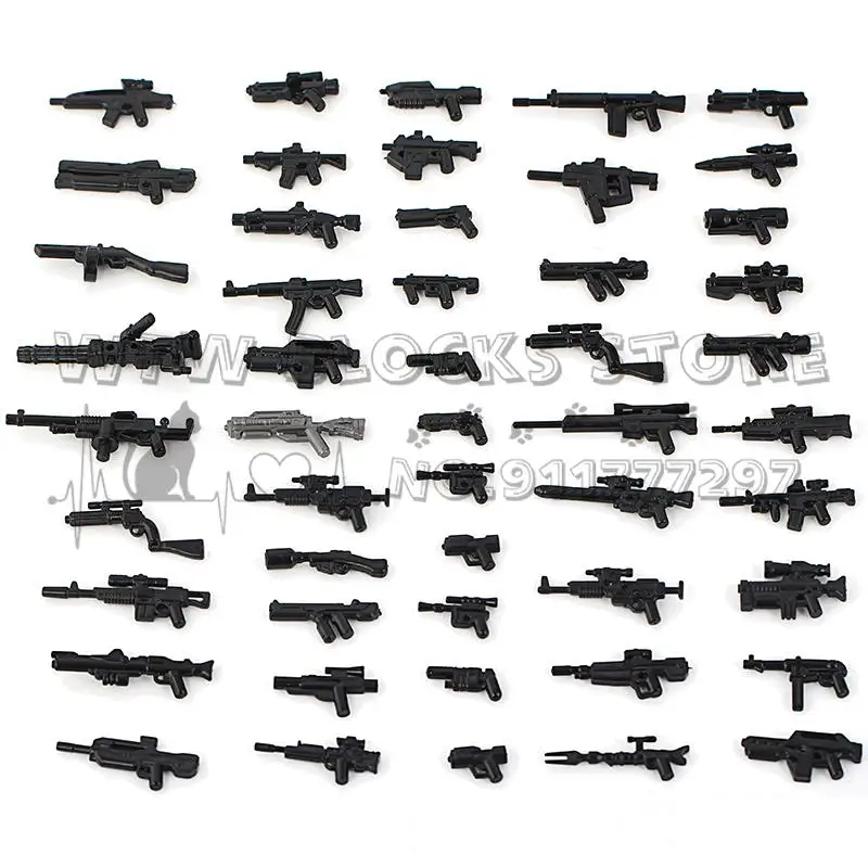 50PCS-SET-War-Weapon-Gun-Building-Block-Military-Swat-Police-Pistol ...