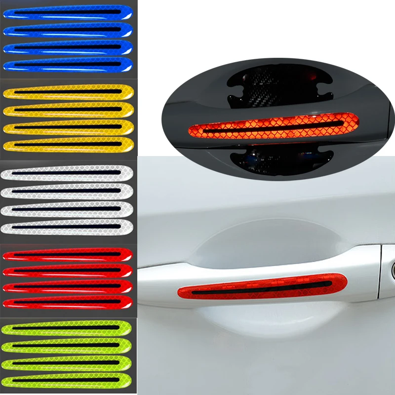 4Pcs/1 Set Car Door Handle Reflective Universal Scratches Protection ...