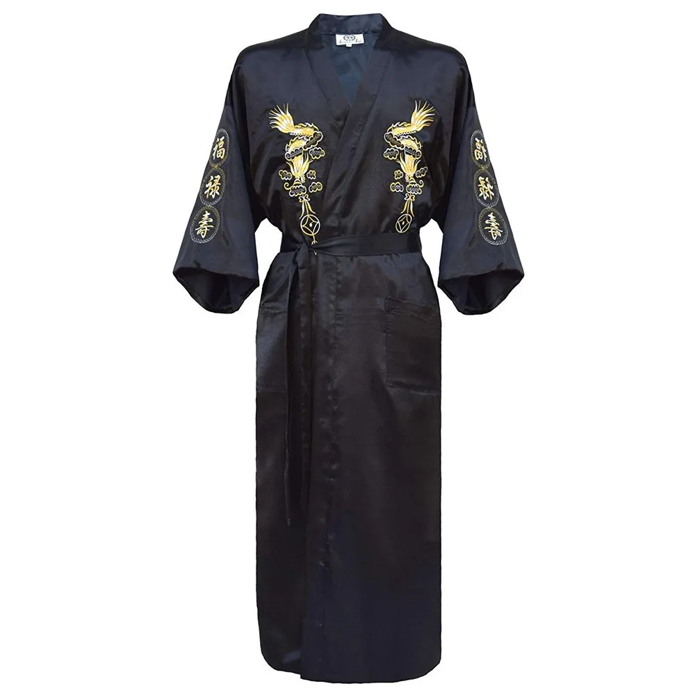 Kimono-Bathrobe-Gown-Home-Clothing-PLUS-SIZE-3XL-Chinese-men-Embroidery ...