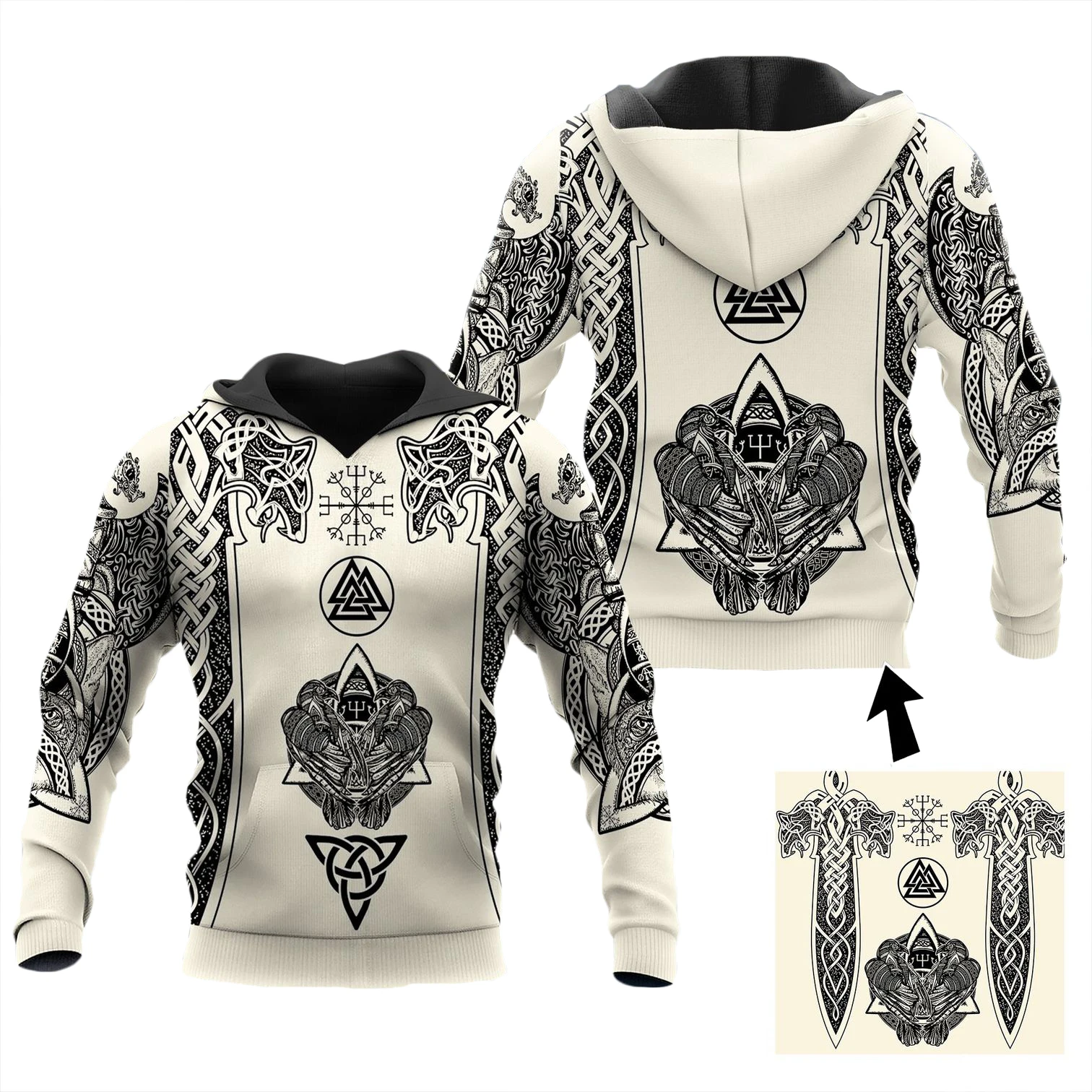 Vegvisir-Valknut-Symbols-Fenrir-Wolf-Tattoo-hoodies-3D-Print-Zipper-Hoodies-Sweatshirts-women ...
