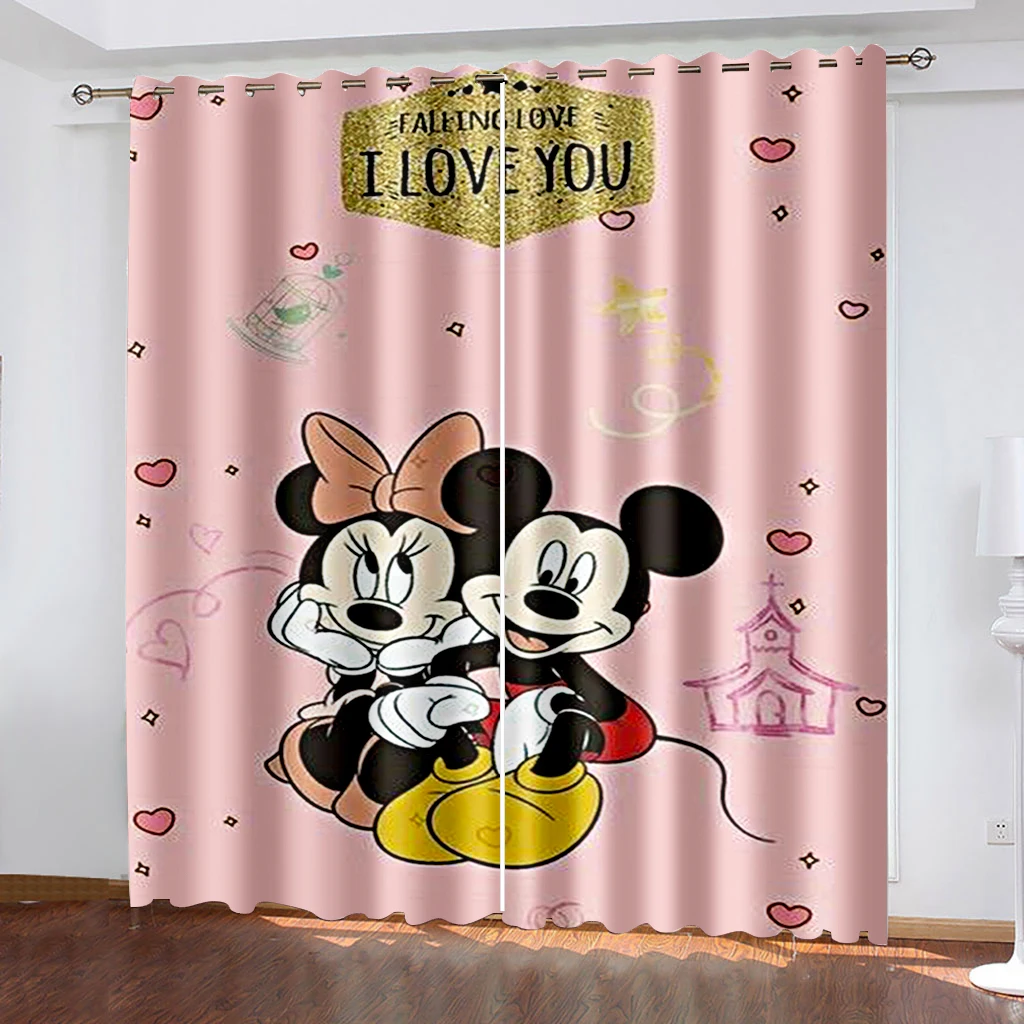 Disney Mickey Minnie Mouse 3D Blackout Curtains Bedroom Bay window ...